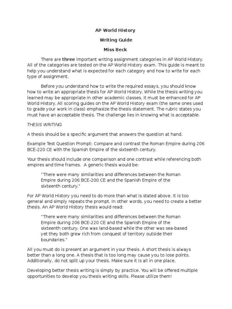 AP World History Writing Guide | PDF | Essays | Thesis