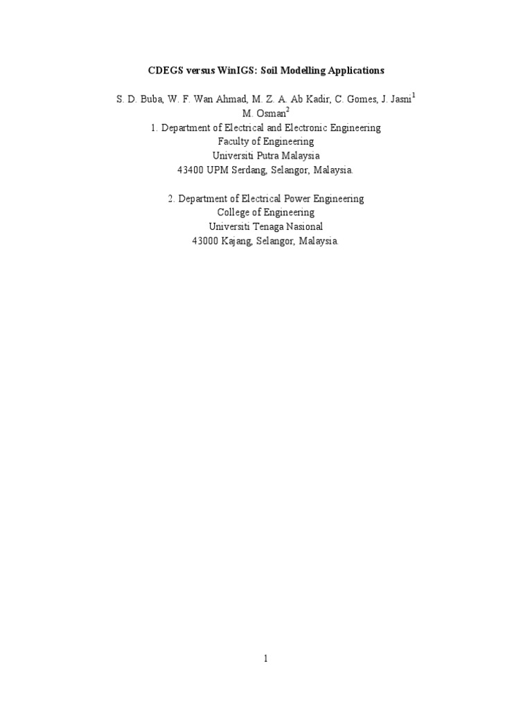 CDEGS Versus WinIGS in Soil Modelling Applications | PDF | Electricity ...