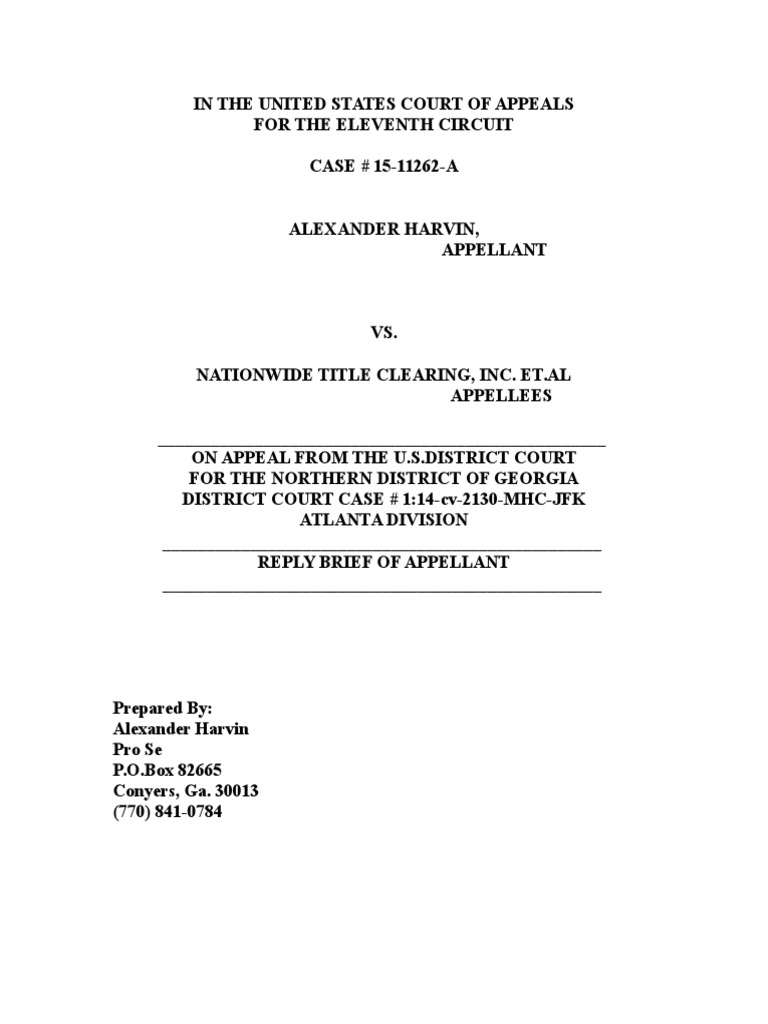 Harvin's Reply Brief | PDF | Security Interest | Mortgage Law Harvin's Reply Brief | PDF | Security Interest | Mortgage Law