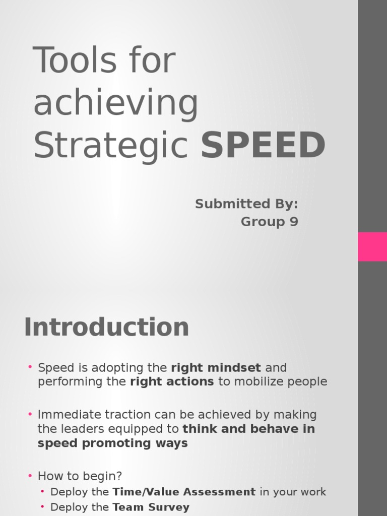 Tools For Achieving Strategic Speed | PDF | Leadership | Behavioural ...