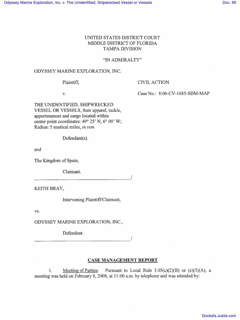 Odyssey Marine Exploration, Inc. v. The Unidentified, Shipwrecked ...