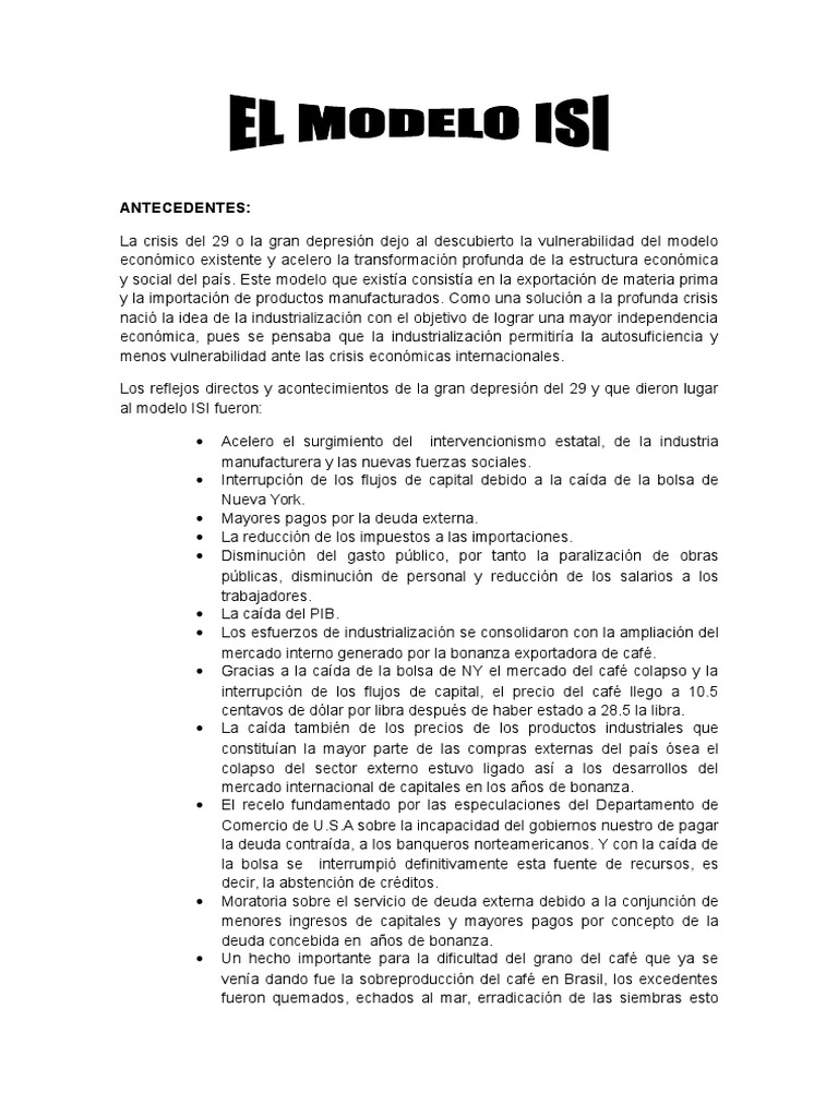 Modelo ISI | PDF | Gran depresion | Inflación