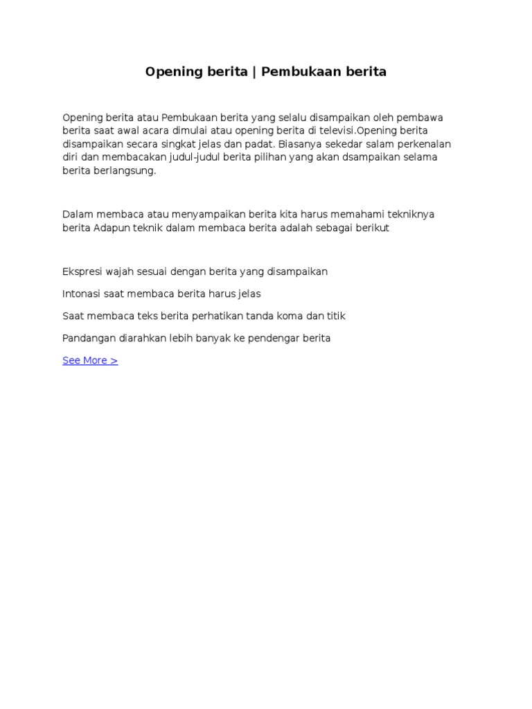 Teks Opening Berita Pembukaan Berita | PDF