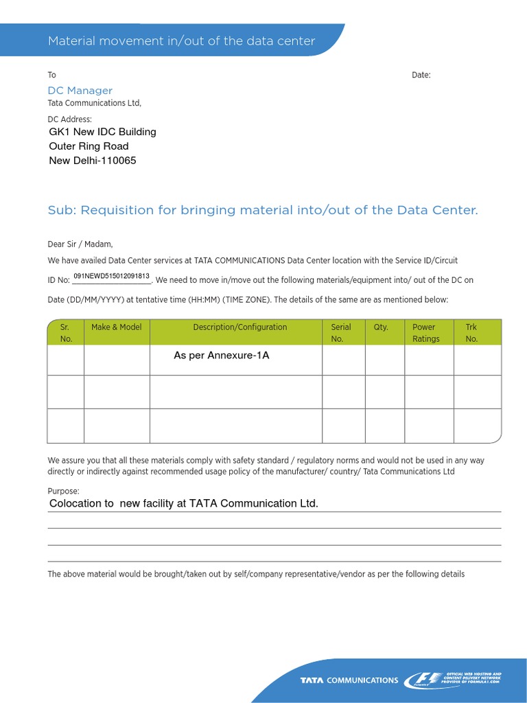 Material Movement Access Form (Annexure 3) | PDF