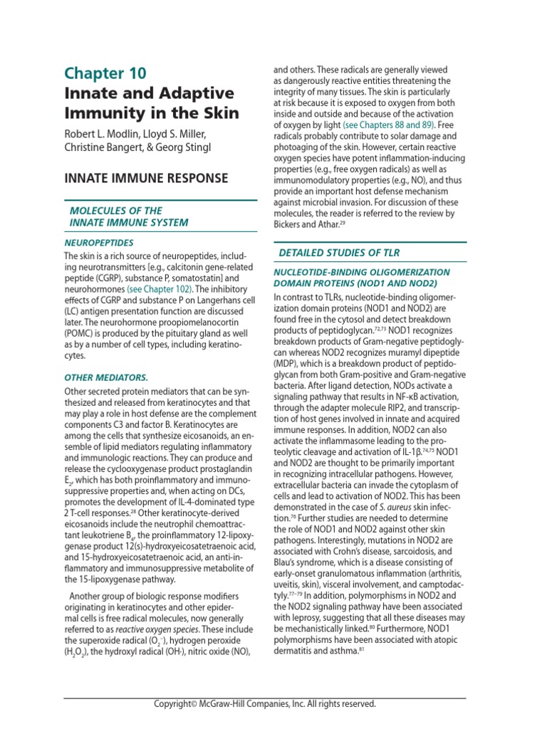Innate and Adaptive Immunity in The Skin | PDF | T Cell | T Helper Cell