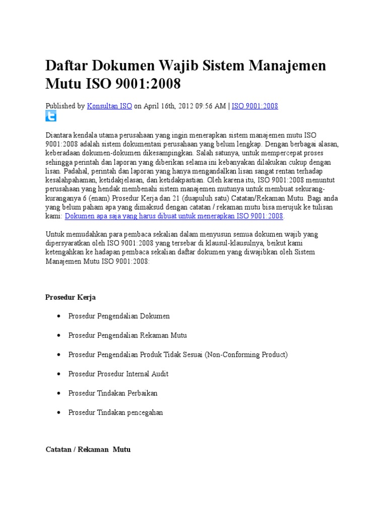 Dokumen Mutu Iso | PDF