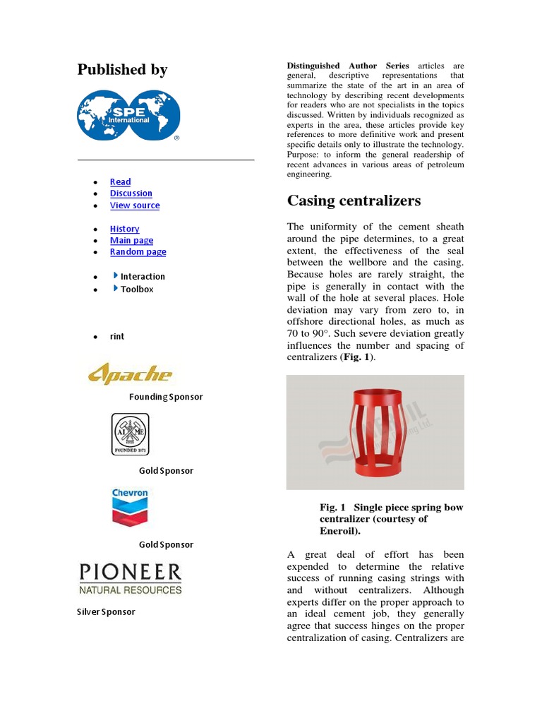 CSNG Centralizers Paper | PDF | Casing (Borehole) | Mechanical Engineering