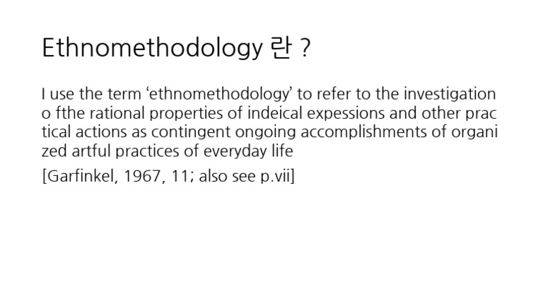 Understanding Ethnomethodology Explained | PDF