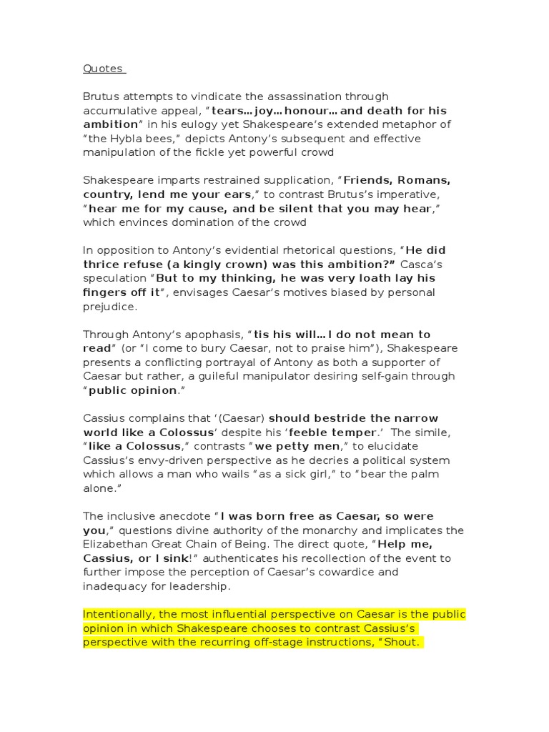 Julius Caesar Quotes | PDF | Marcus Junius Brutus The Younger | Julius ...