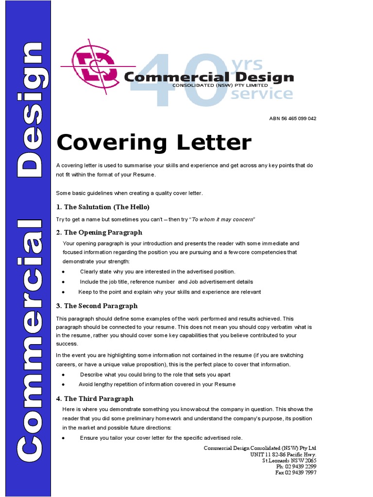 02 CDC - New Covering Letter | PDF | Career & Growth | Finance & Money ...