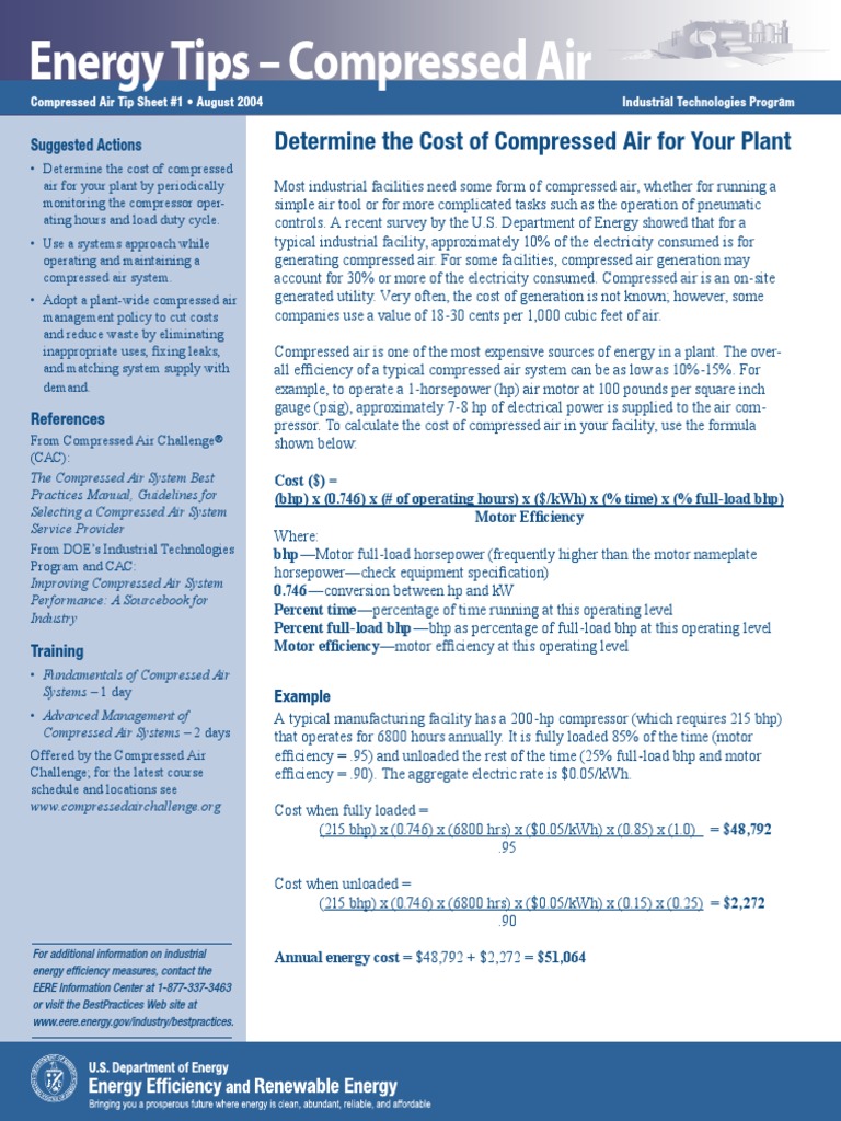 Compressed Air | PDF | Horsepower | Efficient Energy Use