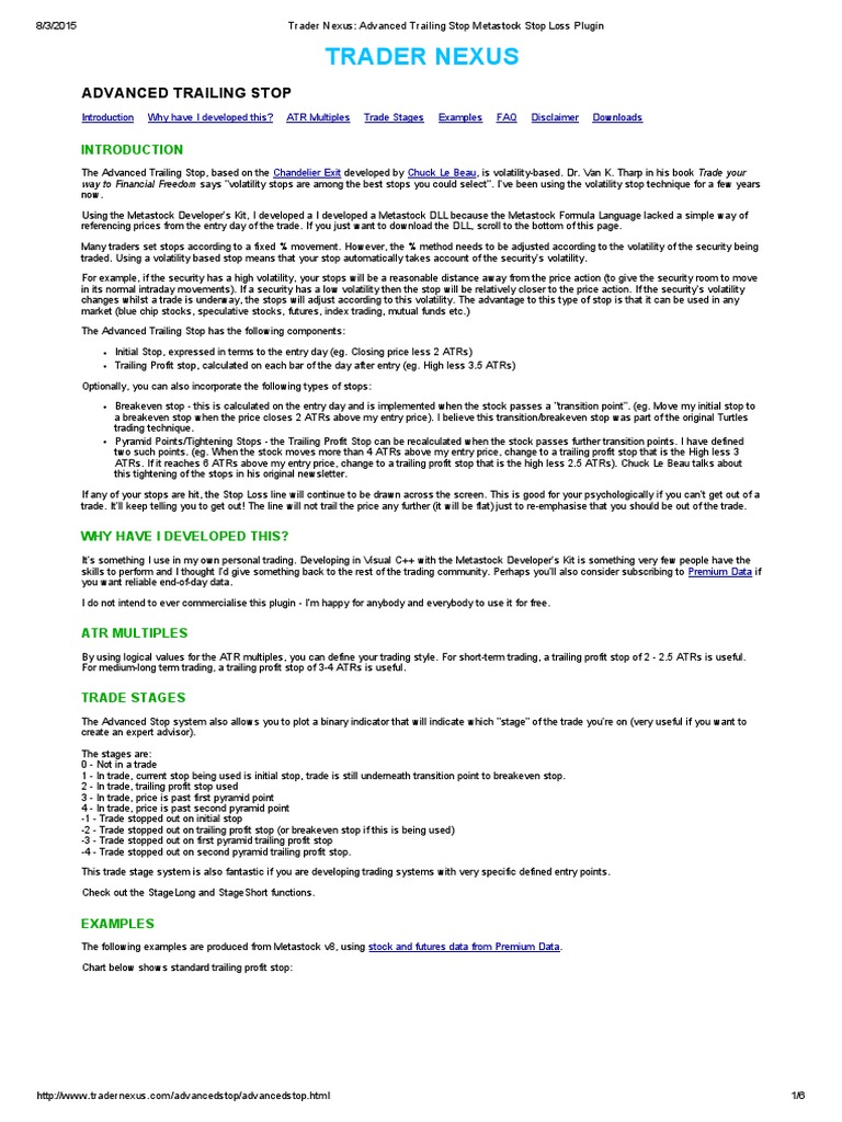 Advanced Trailing Stop for Metastock | PDF | Volatility (Finance) | Day ...