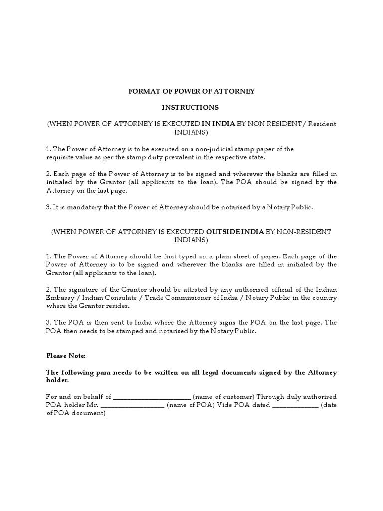 POWER of ATTORNEY-with Instructions | PDF | Power Of Attorney | Notary ...