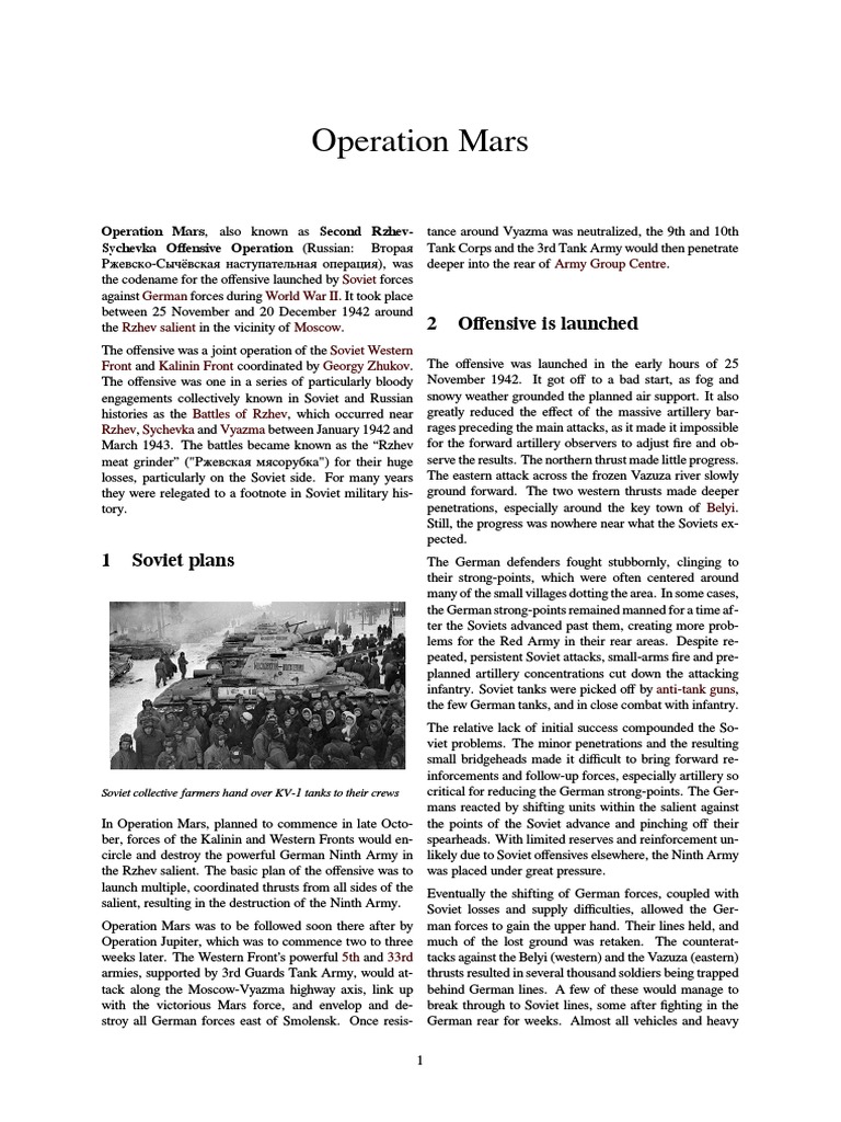 Operation Mars | PDF | Battles And Operations Of The Soviet–German War ...