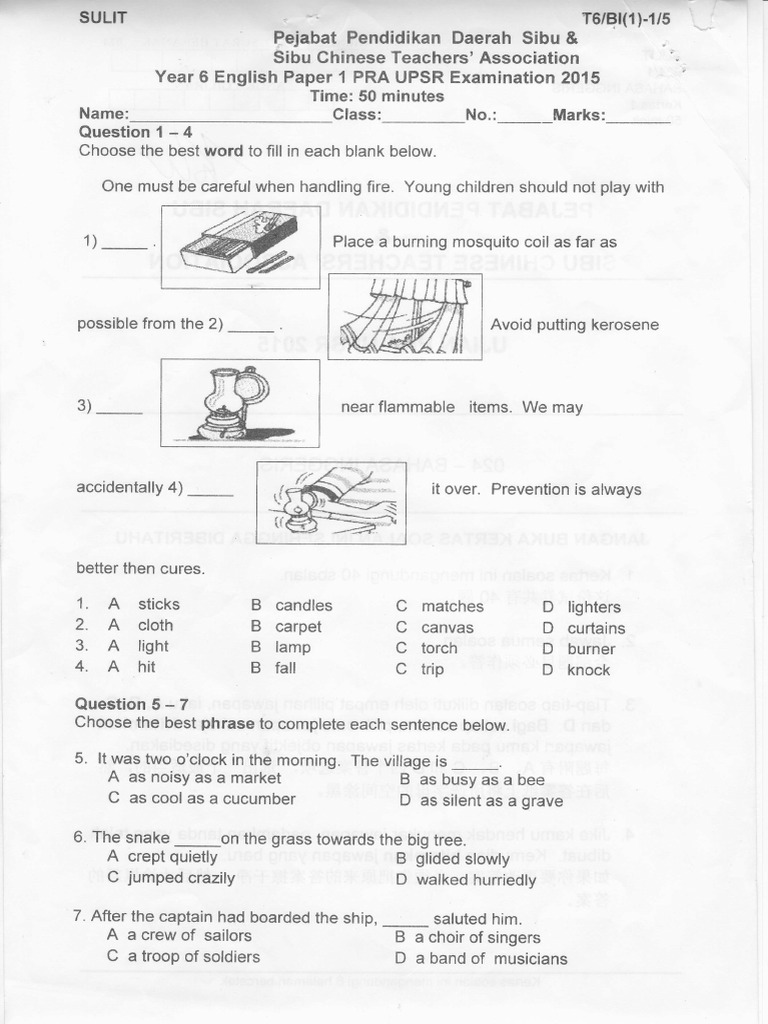 SCTA Pra-UPSR Y6 BI 2015 | PDF | Nature