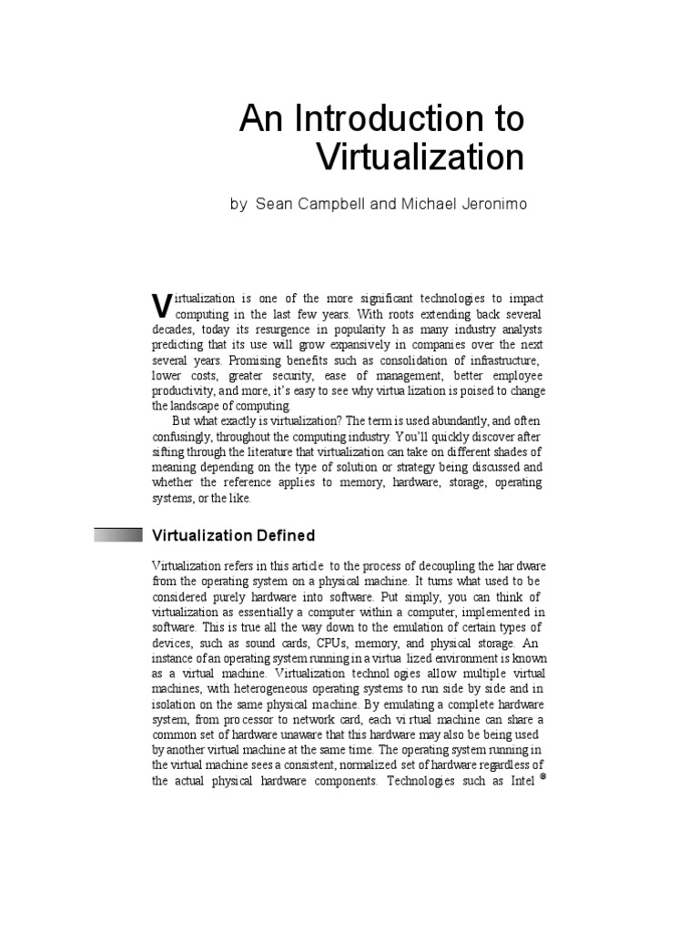 An Introduction To Virtualization | PDF | Virtual Machine | Operating System