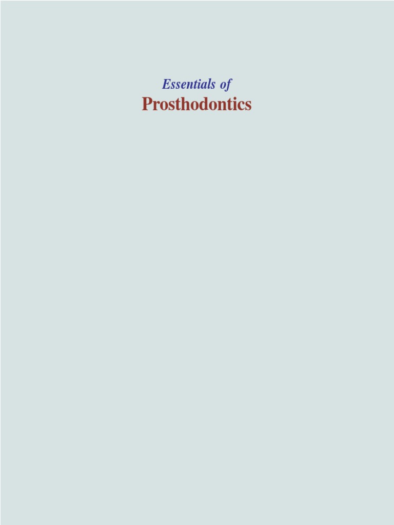 Essentials of Prosthodontics | PDF | Tongue | Skull