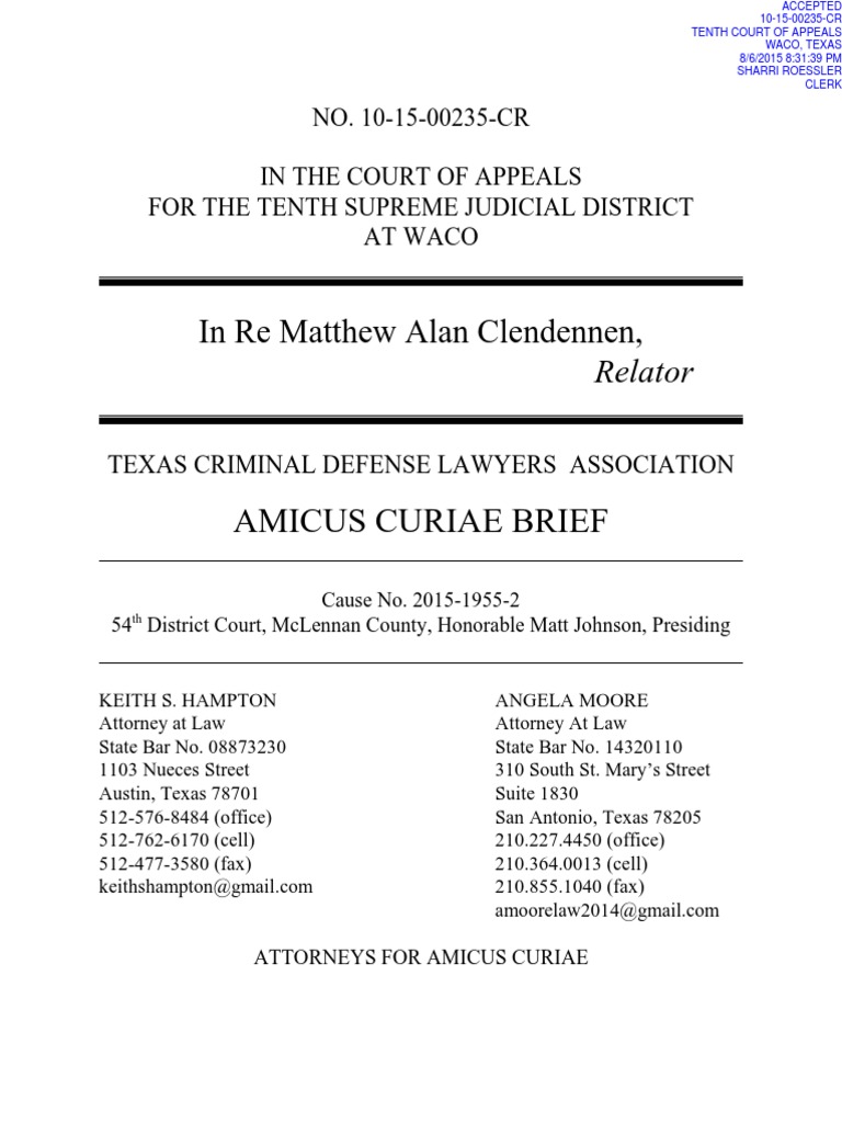 TCDLA Amicus Brief Clennenden | PDF | Amicus Curiae | Brief (Law)