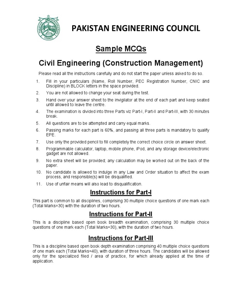 Civil Engineering Exam Guidelines | PDF | Business | Art