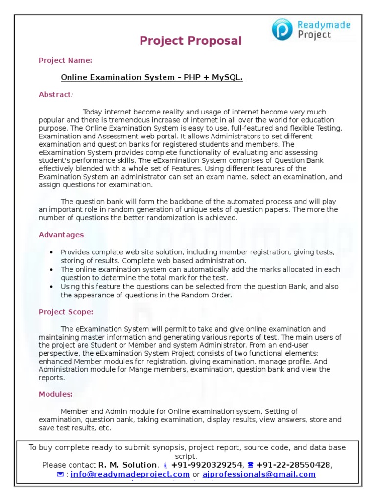 Online Exam Project Proposal | PDF