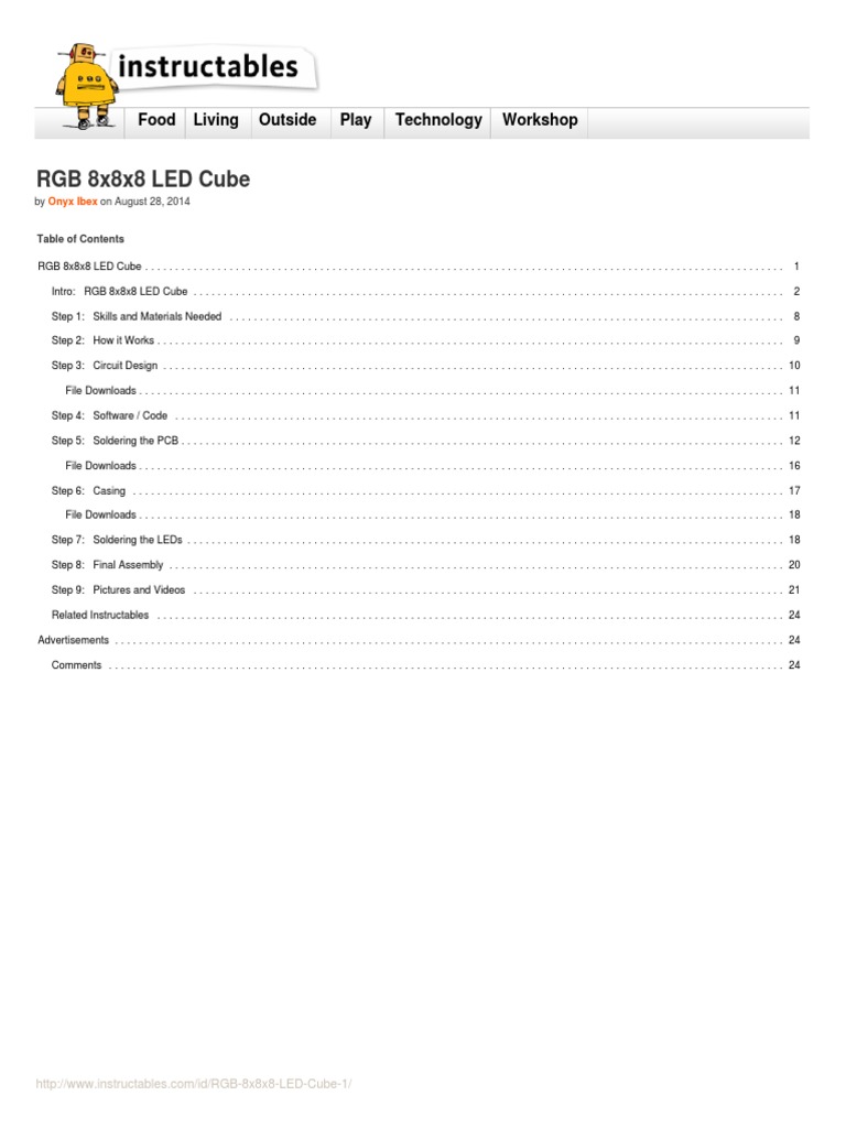RGB 8x8x8 Led Cube | PDF | Arduino | Printed Circuit Board