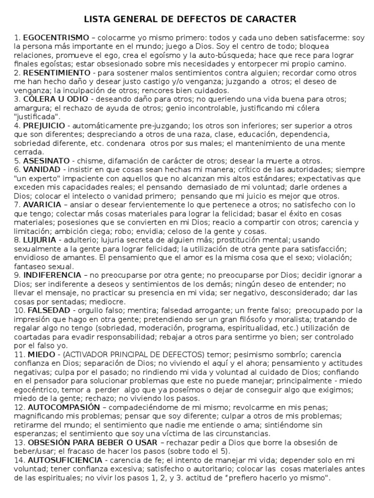 Lista General de Defectos de Caracter | Lujuria | Amor