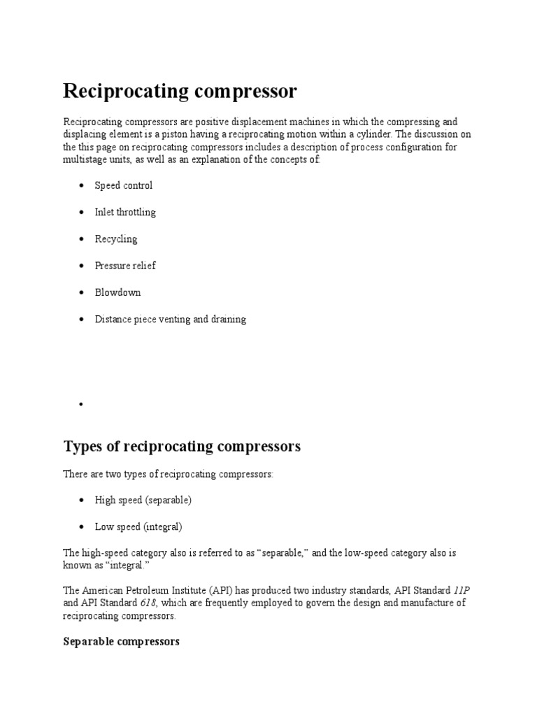 Reciprocating Compressor | PDF | Piston | Gas Compressor
