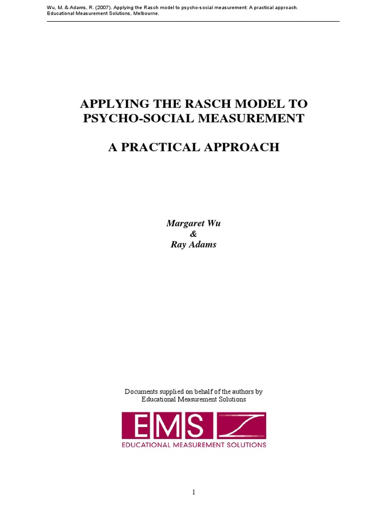 Applying the Rasch Model to Psycho-Social Measurement: A Practical ...