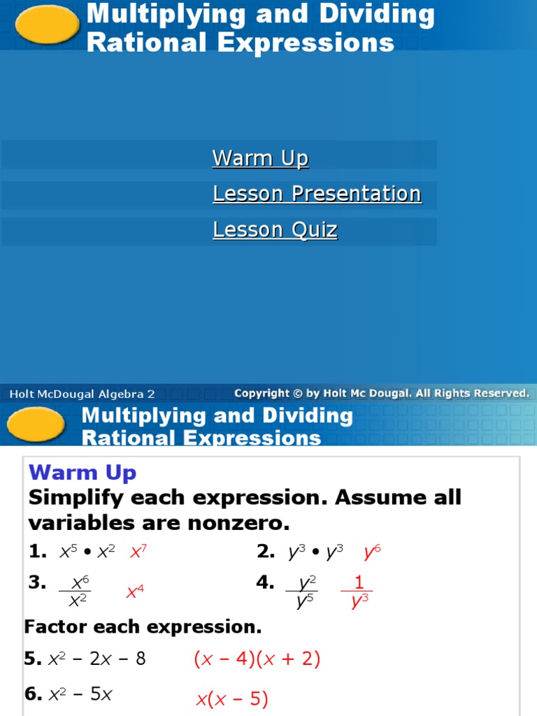 Multiply & Divide Rational Expressions | PDF | Fraction (Mathematics ...