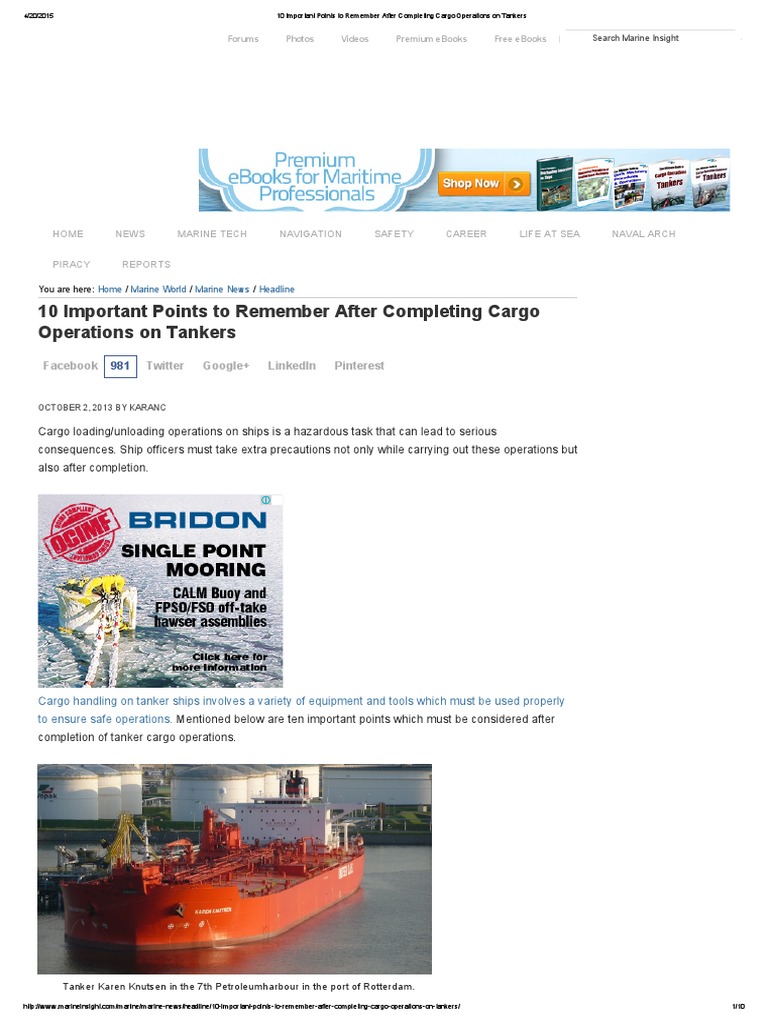 Key Post-Cargo Operations Tips for Tankers | PDF | Oil Tanker | Water ...