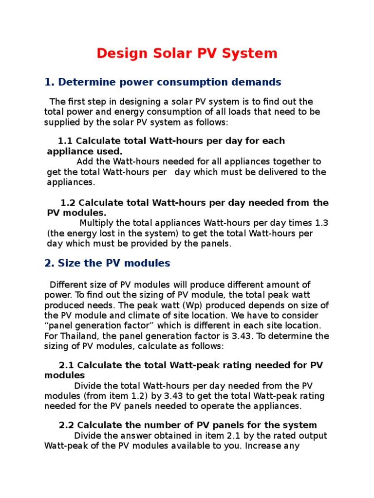 Design Solar PV System | PDF | Power Inverter | Kilowatt Hour