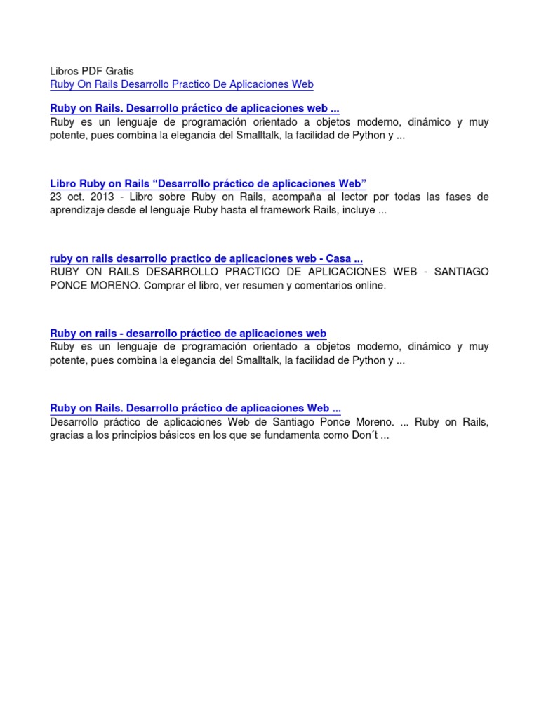 Ruby On Rails Desarrollo Practico de Aplicaciones Web | PDF | Ruby on Rails | Ruby (lenguaje de ...