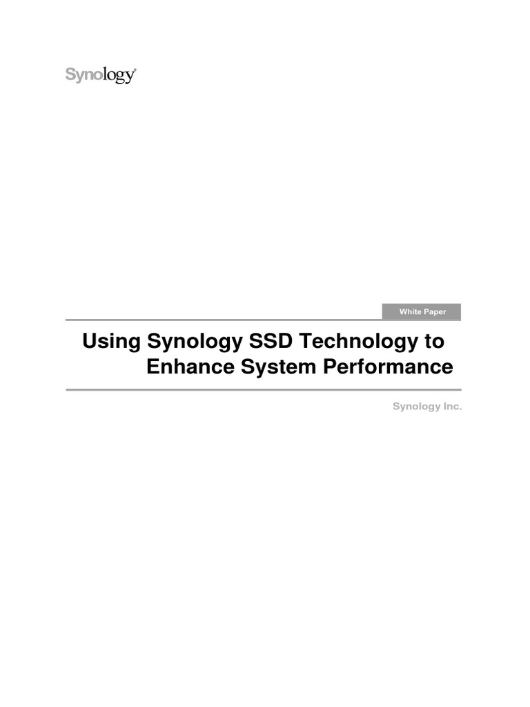 Synology SSD Cache White Paper | PDF | Solid State Drive | Cache (Computing)