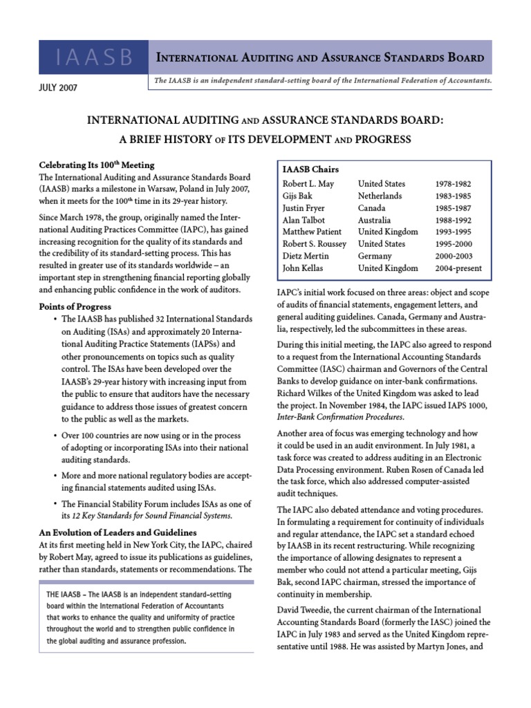 IAASB Brief History | PDF | Audit | Government