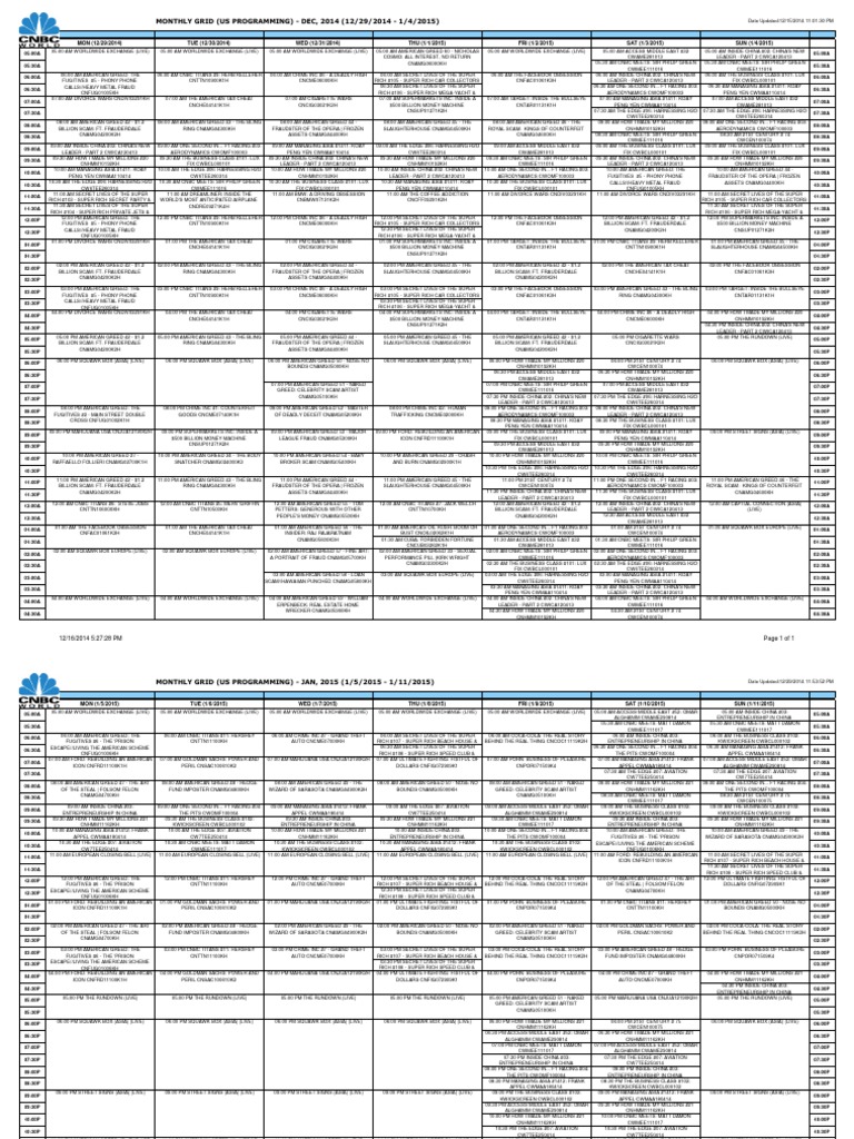 CNBC World TV Schedule | PDF | Cnbc | National Broadcasting Company