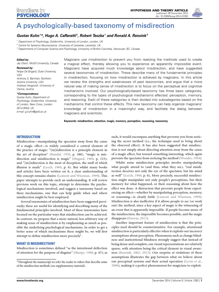 Misdirection | PDF | Attention | Perception