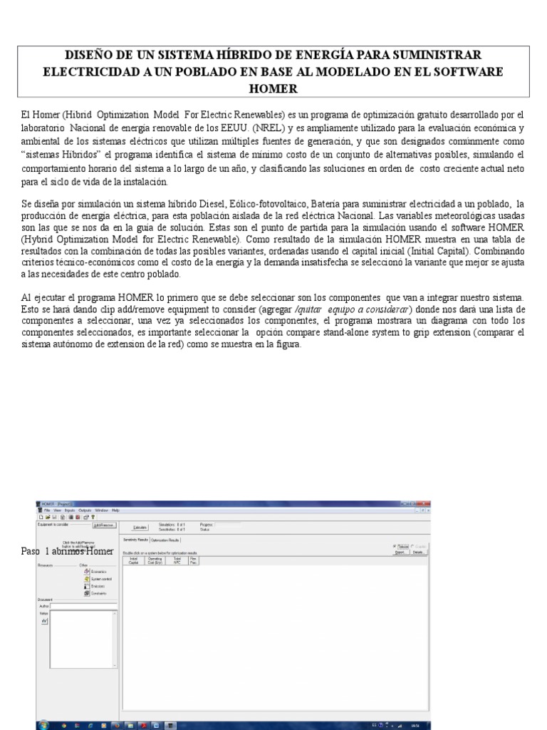 Diseño de Un Sistema Híbrido de Energía para Suministrar Electricidad A Un Poblado en Base Al ...