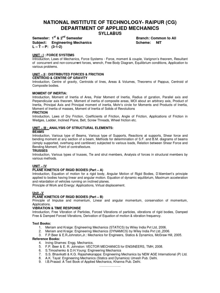 Engineering Mechanics | PDF | Beam (Structure) | Force