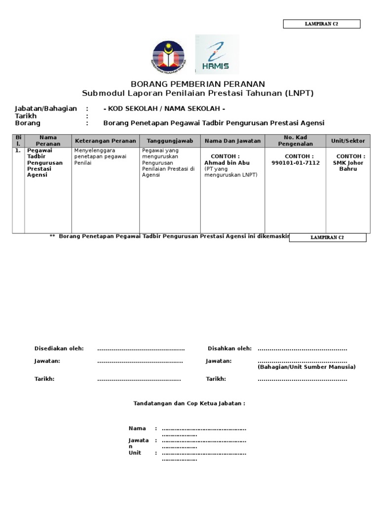 contoh borang lnpt - Cameron Miller