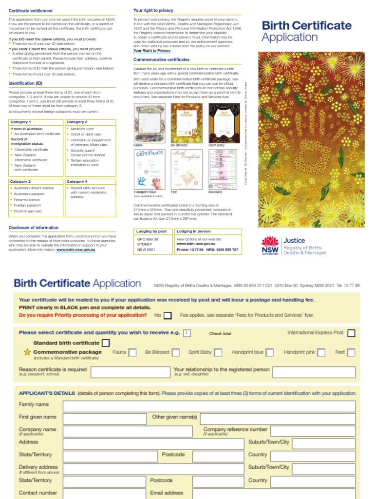 Apply for Birth Certificate (Australia) | Birth Certificate | Identity ...