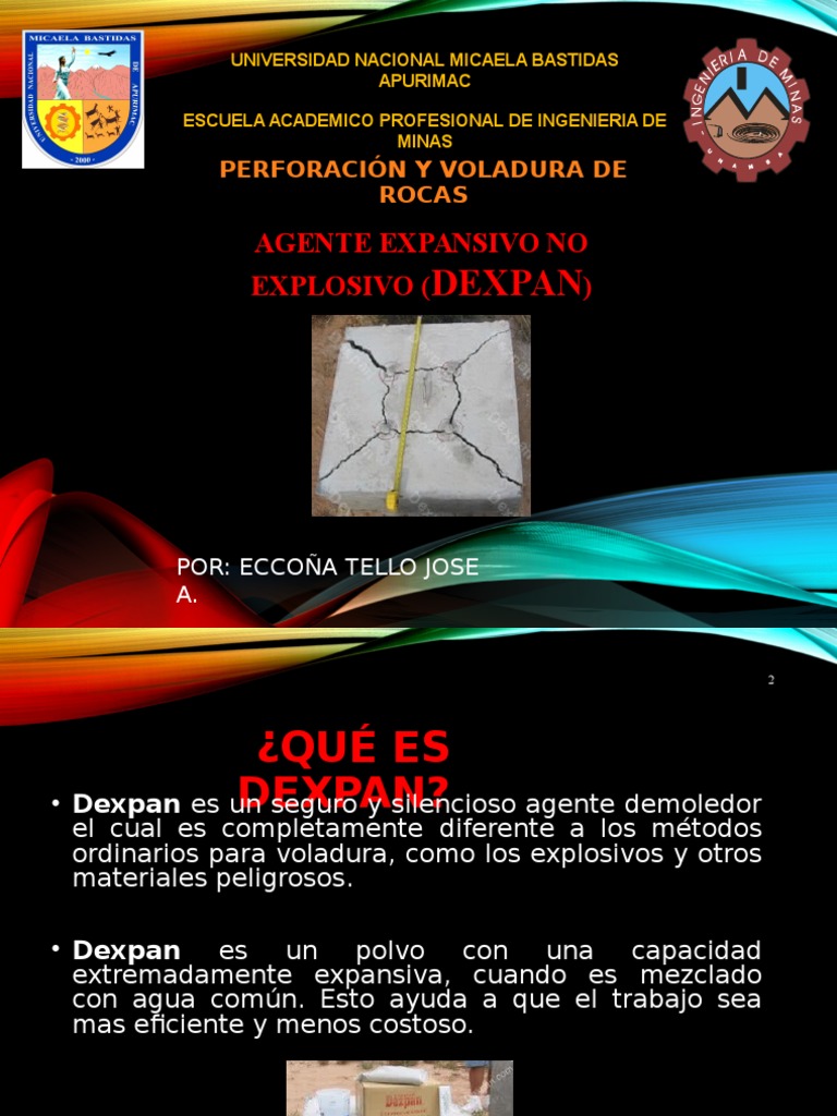 Dexpan Agente No Explosivo | PDF | Agua | Hormigón