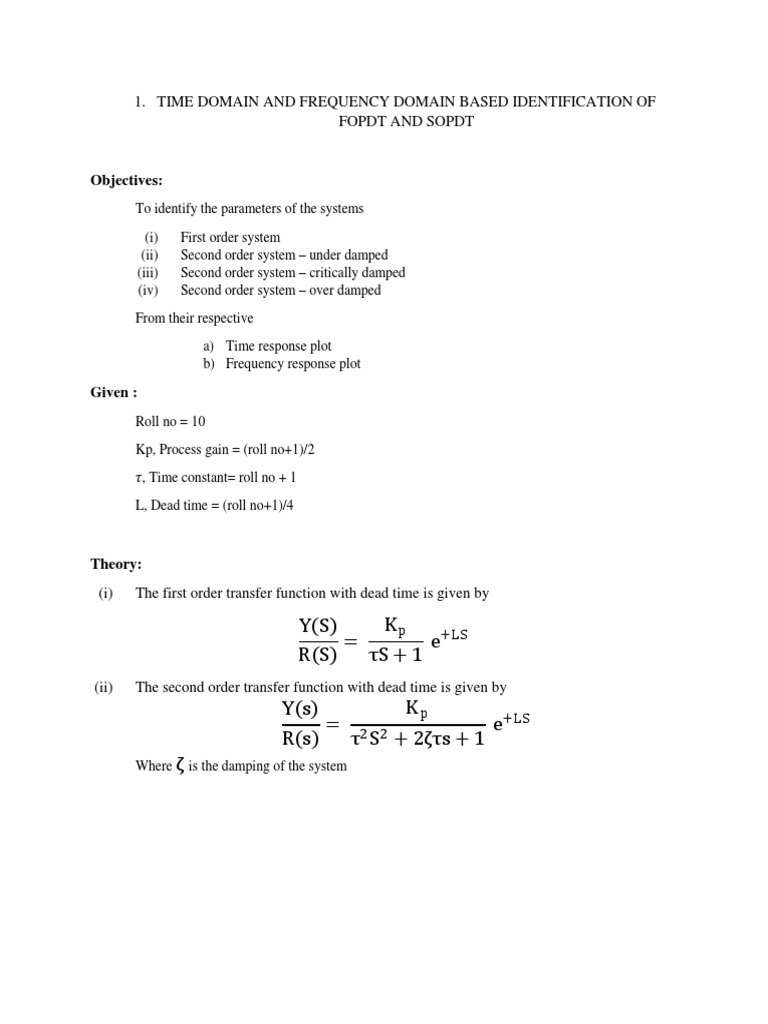 Time Domain and Frequency Domain Based Identification of Fopdt and ...