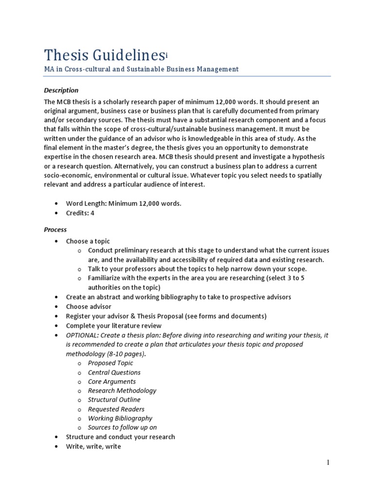 MCB Thesis Guidelines and Process | PDF