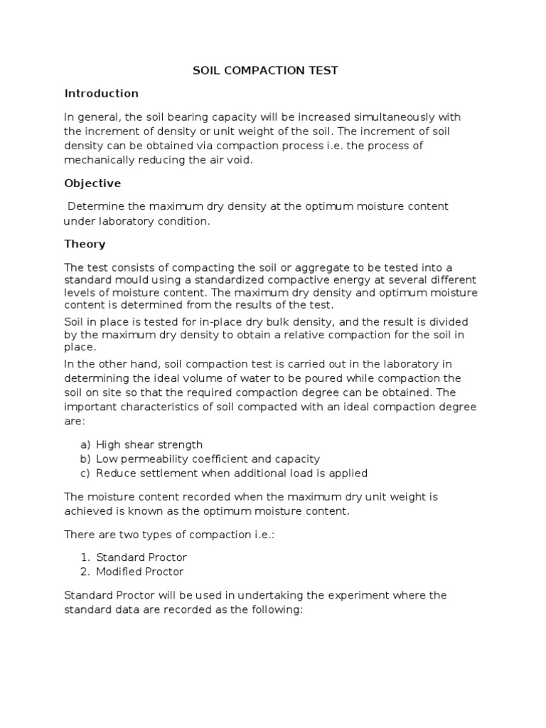 Soil Compaction Test Guide | PDF | Physical Sciences | Nature