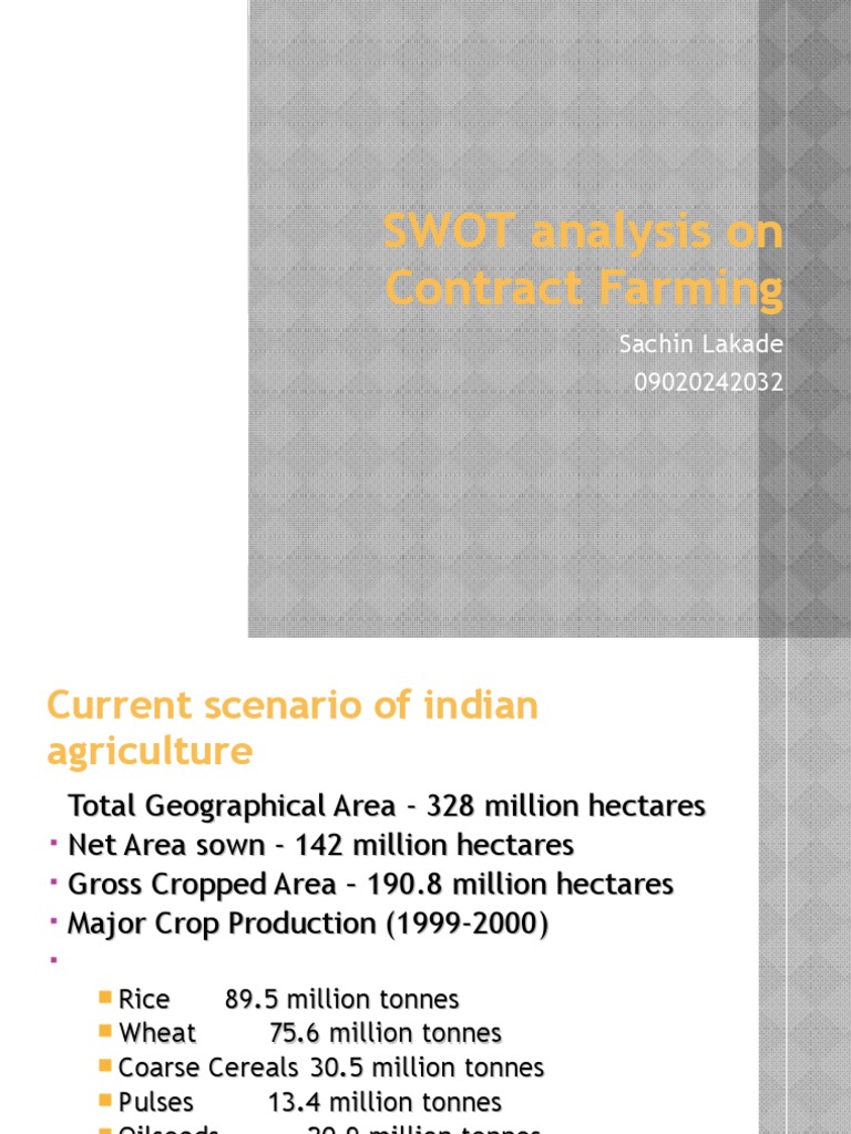SWOT Analysis on Contract Farming | Agriculture | Food Industry
