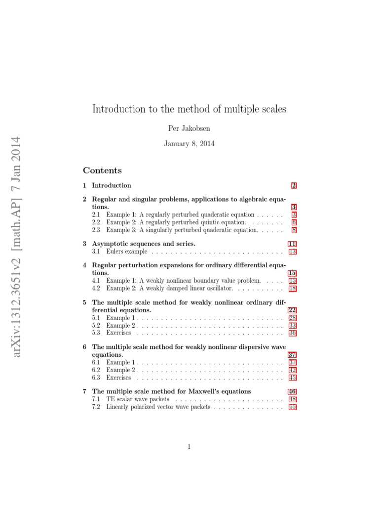 Intro To Method of Multiple Scales | PDF | Perturbation Theory (Quantum Mechanics ...