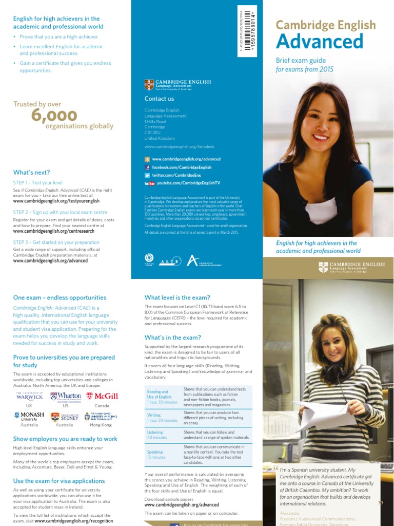 Cambridge English Advanced Leaflet | PDF | Language Education | Applied ...