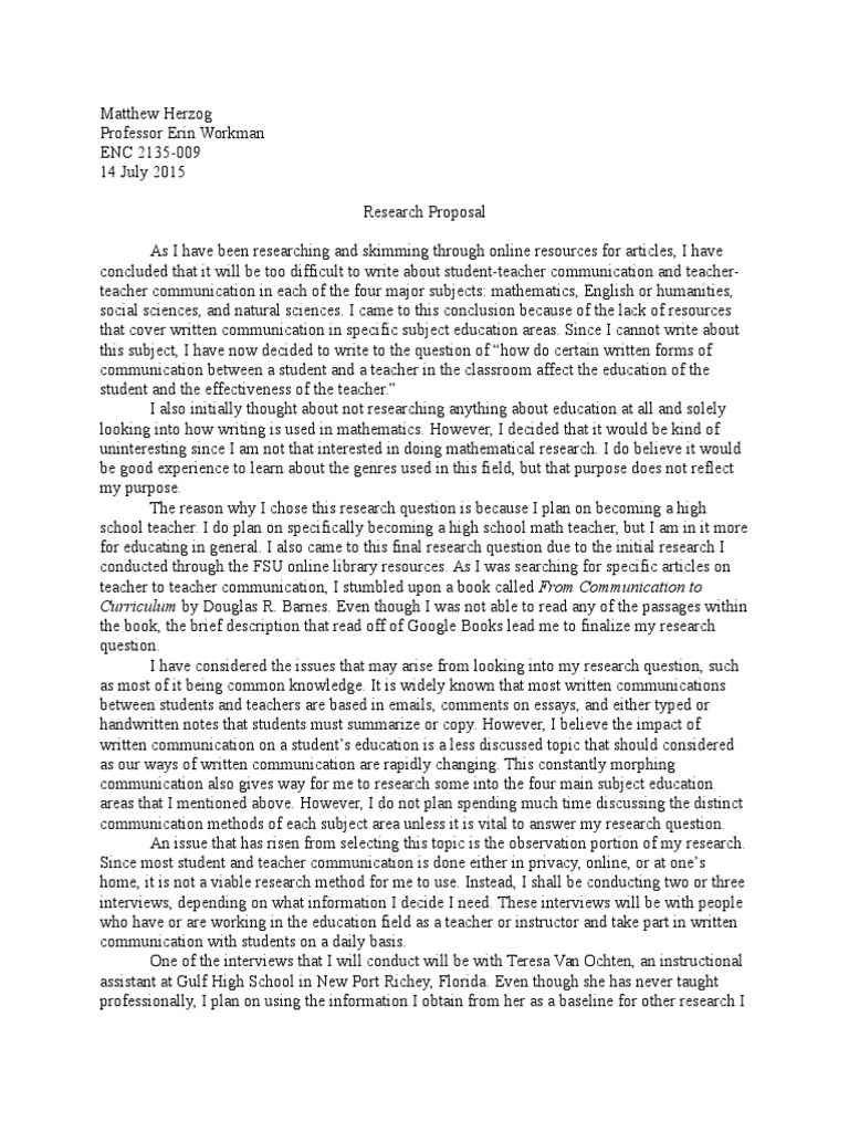 Research Proposal | PDF | Interview | Teachers