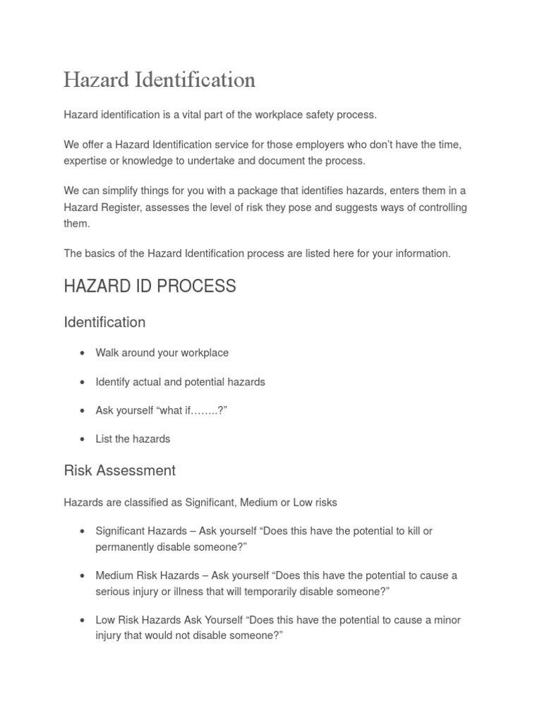 Hazard Identification | PDF | Risk | Risk Management
