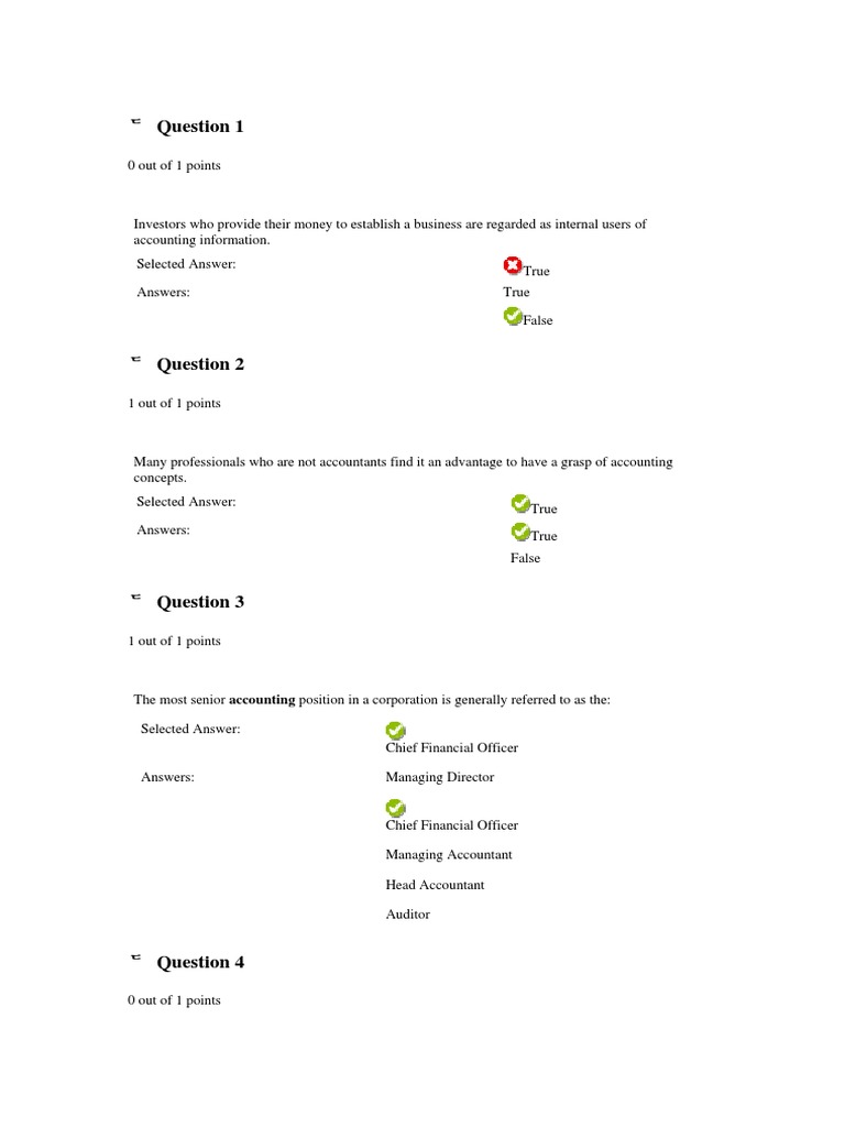 Accounting Quiz 1 | PDF | Financial Statement | Accounting